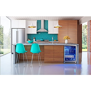 Zephyr Brisas 24 Inch Wine Fridge Dual Zone Under Counter - Low Noise Countertop Wine Cooler Cellars Cabinet Home Bar Freestanding Wine Refrigerator with Glass Door and Temp Control, 46 Bottles