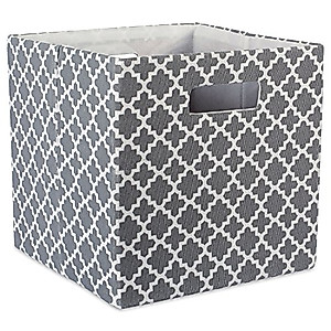 DII Hard Sided Collapsible Fabric Storage Container for Nursery, Offices, & Home Organization, (13x13x13") - Lattice Gray