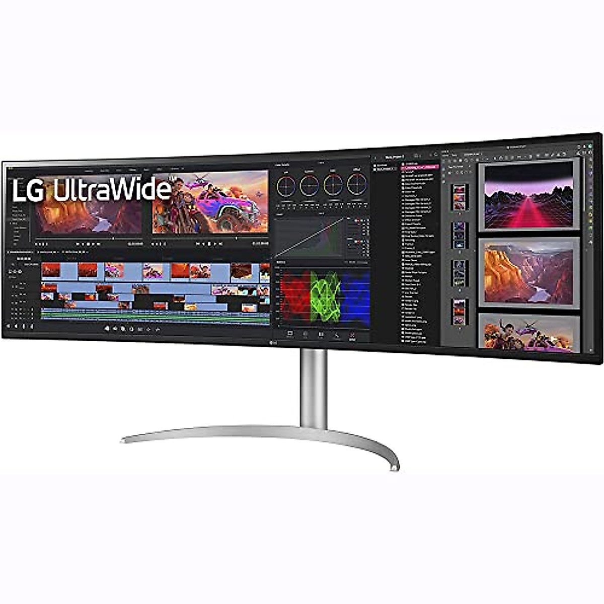 LG 49WQ95C-W 49" 32:9 UltraWide Dual QHD Nano IPS Curved Monitor Bundle with Deco Gear Mechanical Gaming Keyboard, Deco Gear Wired Gaming Mouse and Deco Gear Gaming Mouse Pad