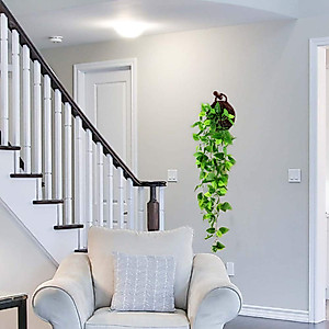 ANZOME Artificial Hanging Plants, 3.5ft Ivy Vine Fake Leaves Green Chain for Indoor Outdoor Wall Home Room Garden Wedding Garland Decoration(Basket Included)