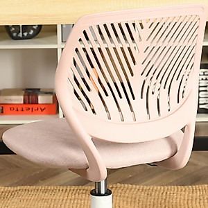 Homy Casa Armless Home Office Desk Chair, Colorful Task Chair with Soft Mesh Padded Cushion, Height Adjustable Swivel Study Computer Chair for for Girls Boys Teens (Pink, 1PC)