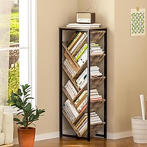 Cutogxon Tree Bookshelf - 9 Tier Floor Standing Tree Bookshelf for CDs/Movies/Books, Small Bookshelf for Small Spaces Bookshelves Wooden Book Storage Organizer Shelves for Bedroom Living Room