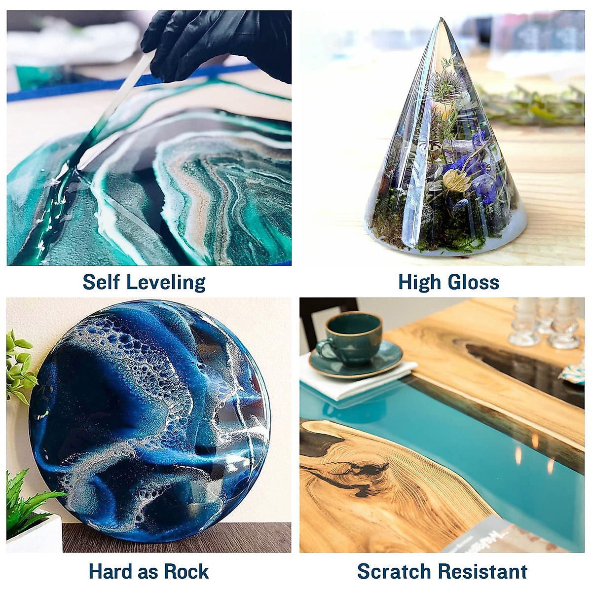 Teexpert Deep Pour Epoxy Resin, 51oz Epoxy Resin Kit for 2-4" Pour Depths, Crystal Clear & High Gloss, Bubble-Free Casting Resin for Flower Preservation, River Tables and Mold Crafts - 2:1 Mix Ratio