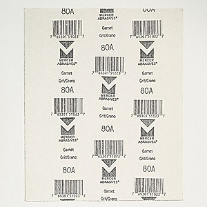 Mercer Industries 205080A - 9 x 11 Garnet Paper Sheets, Grit 80A (50 pack)