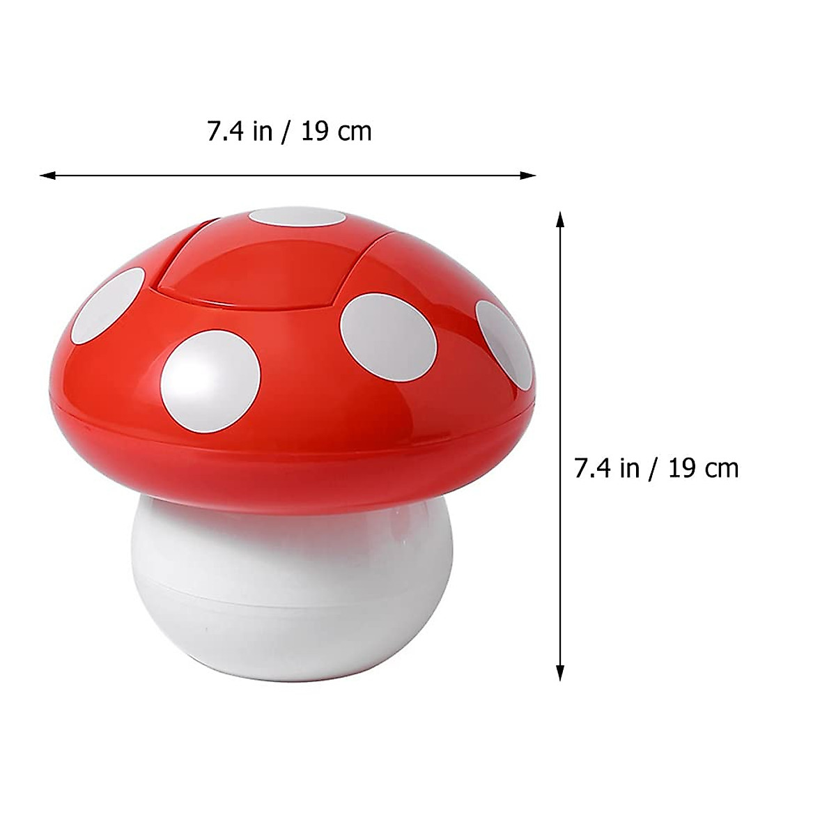 LOGOFUN Mushroom Trash Can Mushroom Waste Bin Desktop Garbage Bin Cute Waste Basket with Lid for Home Office - Red