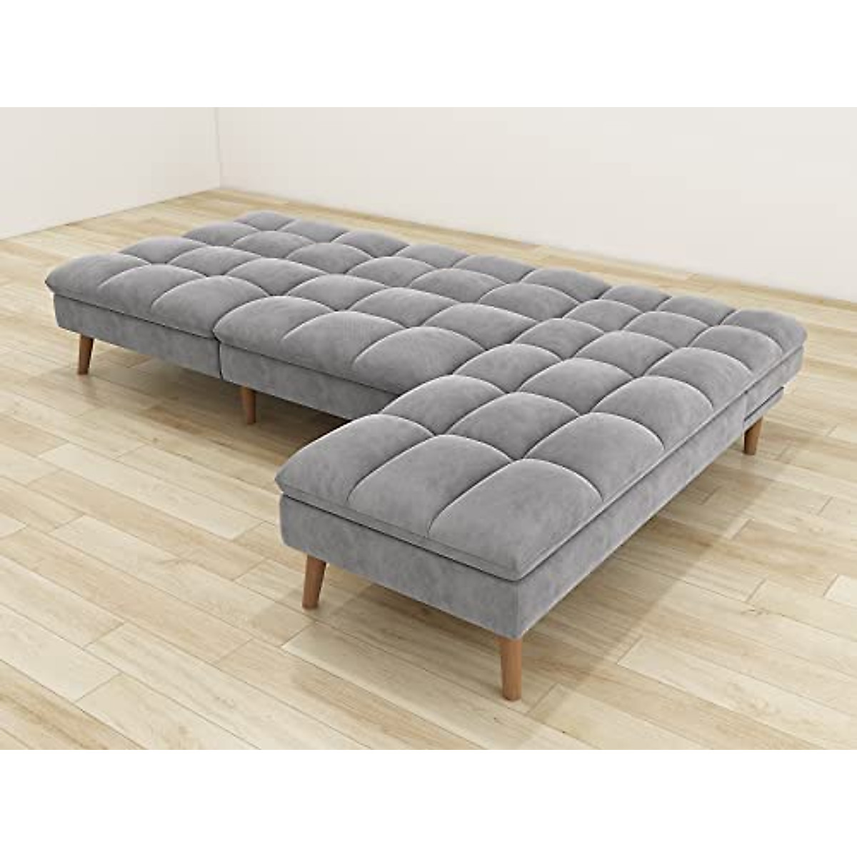 Gold Sparrow Bovey Convertible Sofa Bed Sectional, Fog