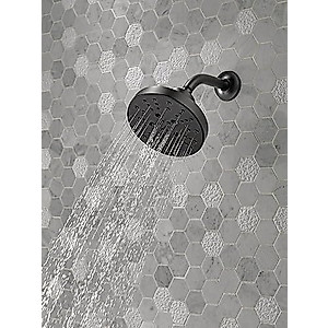 Delta Faucet 5-Spray Matte Black Shower Head with H2Okinetic Technology, Matte Black Shower Head Black Showerhead, Matte Black 52664-BL