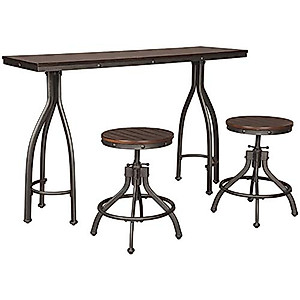 Signature Design by Ashley Odium Urban Counter Height Dining Table Set with 2 Bar Stools, Gray