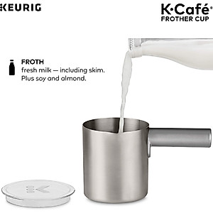 Keurig K-Café Milk Frother Cup Replacement Part or Extra,80 milliliters Hot and Cold Frothing, Compatible with Keurig K-Café Coffee Makers Only, Nickel