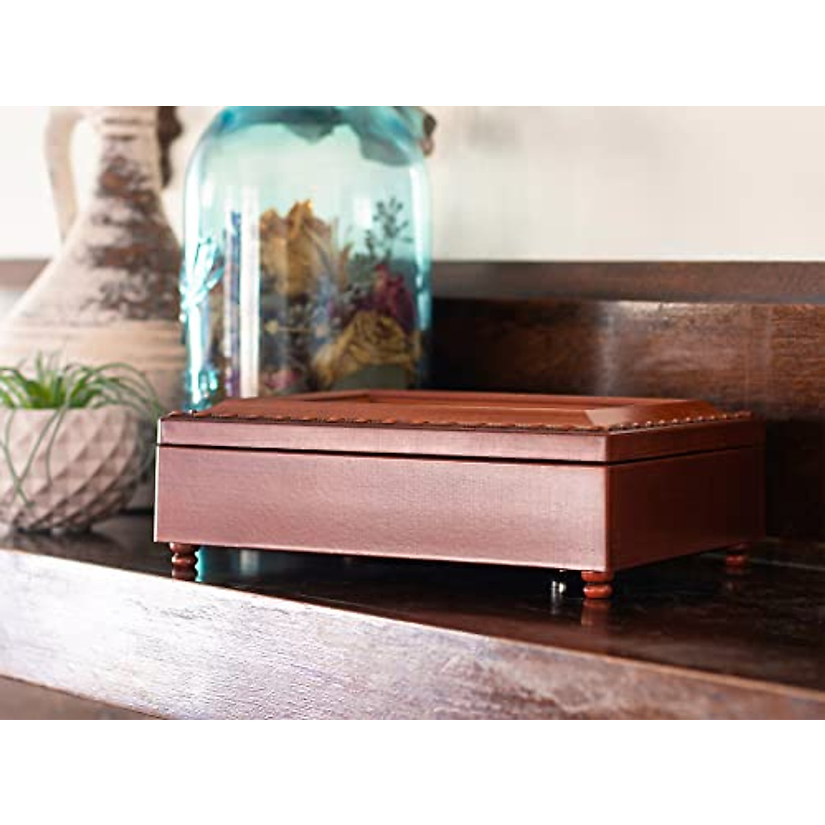 Cottage Garden Daughter I Held You Woodgrain Rope Trim Jewelry Music Box Plays Tune Friend in Jesus