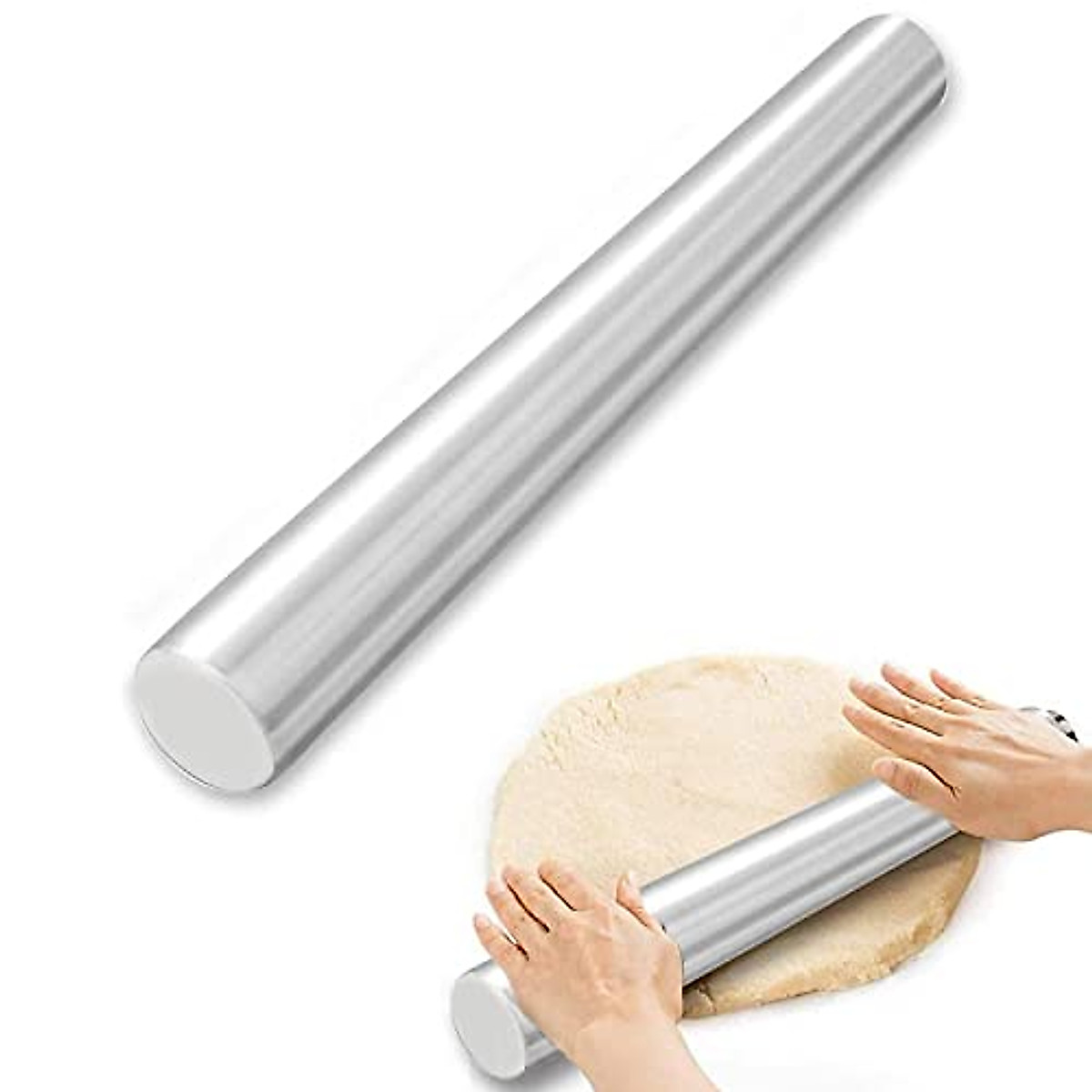 AMAOIS Stainless Steel Rolling pin 304 Rolling Dumpling Skin Artifact Dough Pressing Stick Rolling Stick Rolling Stick kneading Baking Tool