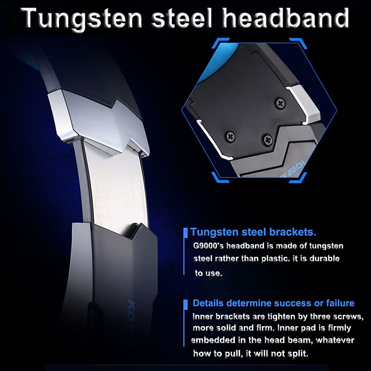 KOTION EACH G9000 Headset 3.5mm Game Gaming Headphone Earphone with Microphone LED Light for Laptop Tablet/Mobile Phones/ PS4 (Black Blue)