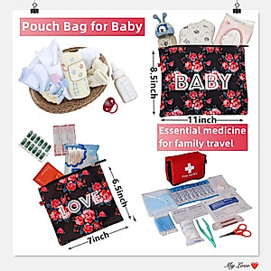 QWREOIA 6 Pcs Diaper Bag Organizing Pouches Set Floral Print, Insert for Clothes, Bottles, Wet Bag Cloth Diapers, & Baby Essentials Clutchb Waterproof Wet Dry Bag - Travel Bag for toiletries…