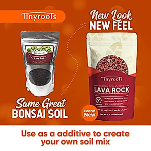 Tinyroots Red Lava Rock for Plants, 2.25 Quarts, Sifted Bonsai and Cactus Soil Additive, Maintains Proper Moisture, Used for Top Dressing, Volcanic Rock, No Dyes or Chemicals