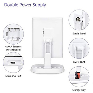 deweisn Trifold Lighted Vanity Makeup Mirror with 21 LEDs Lights,1x/2x/3x Magnification and Touch Screen Dimming,Two Power Supplies Makeup Mirror, Gift for Women