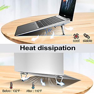 ZELMINE Laptop Stand for Desk, Portable Anti-Slip Keyboard Riser, Zinc Alloy Keyboard Stand, Computer Stand Compatible with MacBook Air/Pro, 10-15.6 Inches Laptops and Keyboards (Sliver)