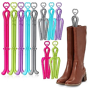 Juvale 10 Pack Adjustable Boot Shapers for Tall Boots, Below-the-Knee Boots Support Stand, Folding Boot Inserts for Women and Men, Storage Solutions, 5 Colors (13 x 4 Inches)