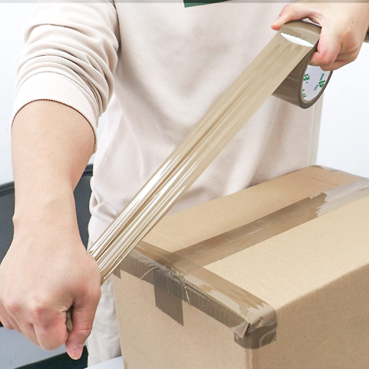 BOMEI PACK Brown Packing Tape with Dispenser, 2.4 Mil 1.88 Inch x 60 Yards, 6 Refills Rolls Packaging Tape for Moving, Shipping and Storage