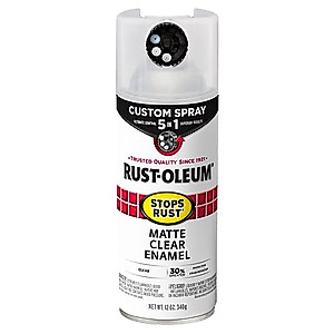 Rust-Oleum 376868 Stops Rust Custom Spray 5-in-1 Spray Paint, 12 oz, Matte Clear