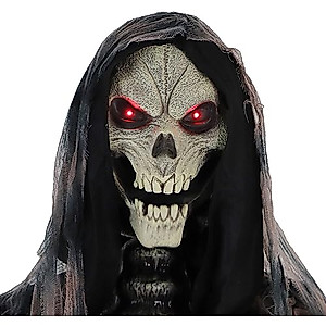 Haunted Hill Farm Motion-Activated 7-Ft. Tall Rotting Reaper, Plug-in Talking Scare Prop Animatronic for Indoor or Covered Outdoor Creepy Halloween Decoration