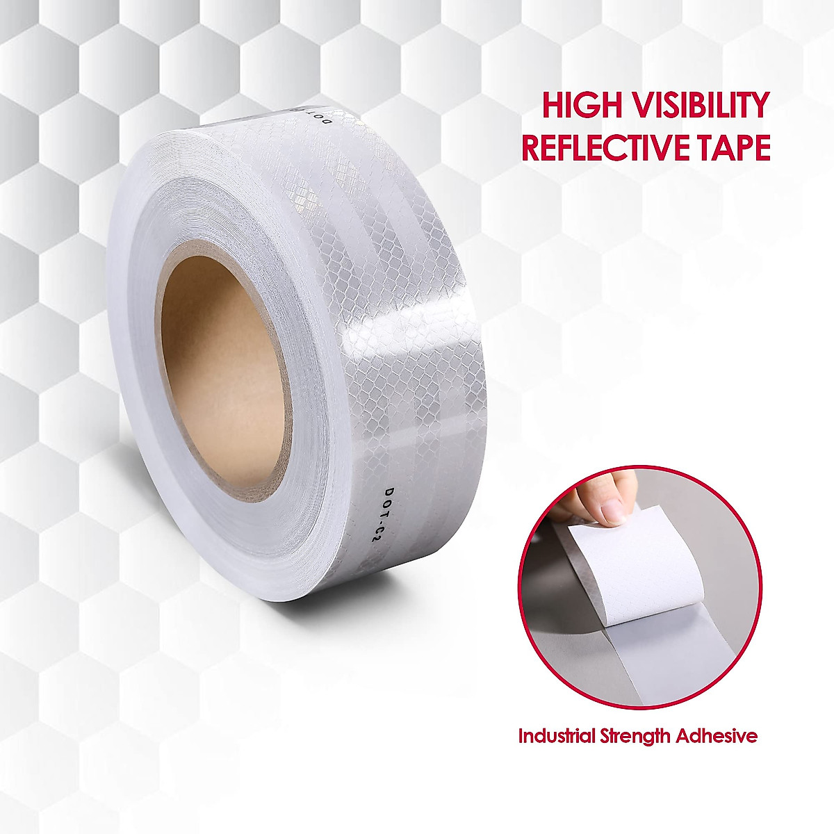 LEORAY Reflective Tapes 2" X 200 FT DOT-C2 Waterproof Silver Adhesive Reflector Tape for Trailer Cars Trucks Outdoor