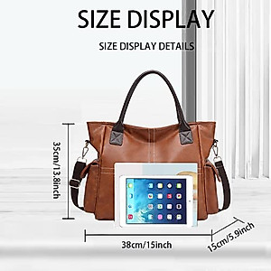 Women Top Handle Satchel Handbags Large hopo Purses Faux Leather Tote Bag School Shoulder Bag with External Pocket (red)