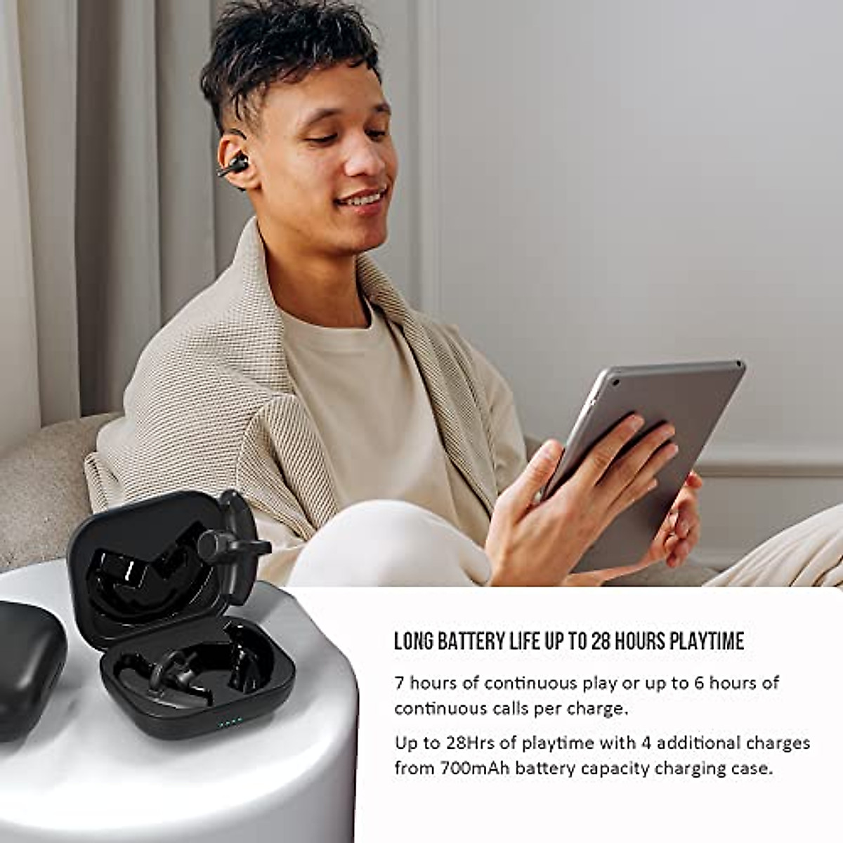 LEAGLEE Wireless Ear Clip Bone Conduction Headphones - Open Ear Headphones Bluetooth 5.3 IPX5 Waterproof Wireless Earbuds with Earhooks Microphone for Workout, Gym, Running, Cycling, Hiking, Driving