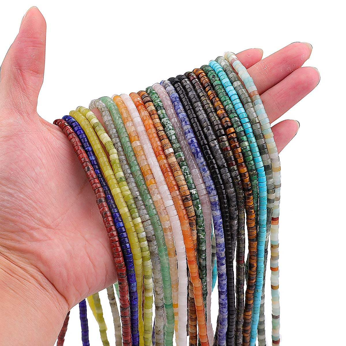 BEADIA Natural Lemo Jade Spacer Beads Caps Loose Semi Gemstone for Beading Jewelry Making 4mmx2mm 38cm