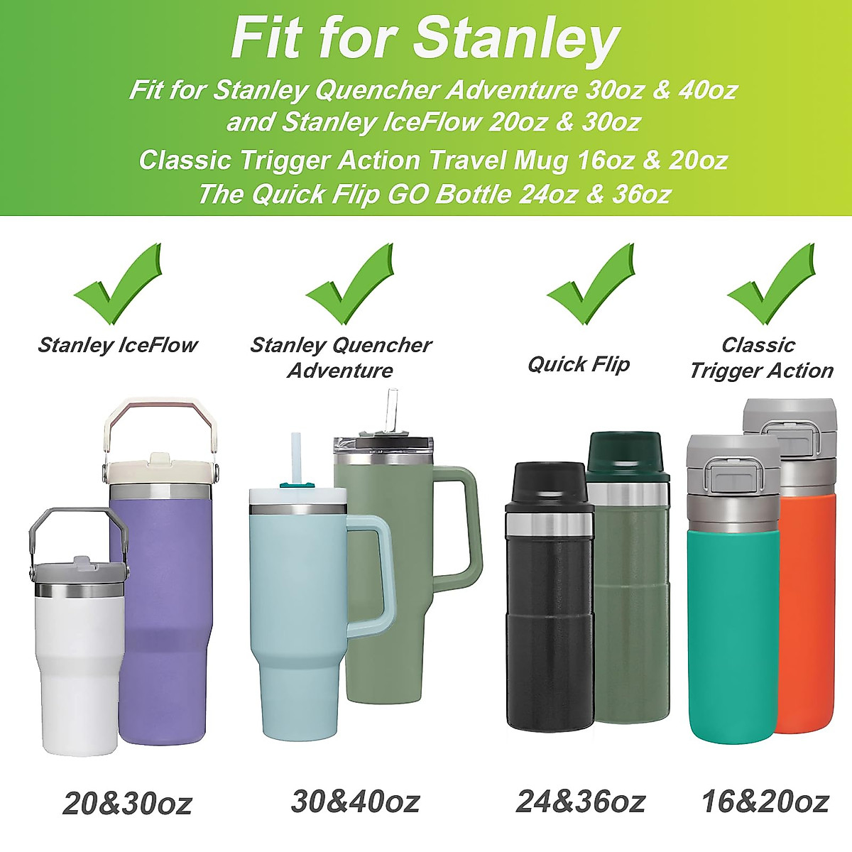 AIERSA 3Pcs Silicone Boot Sleeve for Stanley Quencher 40oz 30oz Tumbler with Handle,for IceFlow 20oz 30oz,Protective Water Bottle Bottom Bumper Cover for Stanley Cup Accessories,Cream,Green,Brick-red