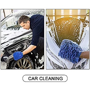 BBTO 5 Pieces Car Wash Mitts Chenille Microfiber Wash Mittens Double Sided Scratch-Free Wash Mitt (Royal Blue)