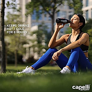 Capelli Sport Water Bottle Stainless Steel, Vacuum Double Wall Insulated Thermos Sports Water Bottle, Black