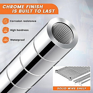 REIBII 5 Tier Wire Shelving,Storage Shelves Metal Shelves for Storage Loads 1200LBS,Adjustable Garage Shelving Heavy Duty Metal Shelving Storage Rack for Pantry Kitchen,71''HX35.5''WX14''D,Chrome