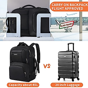 ZOMFELT Carry On Backpack, 45L Travel Backpacks for Men with 3 Packing Cubes, 17.3 Inch Laptop Backpack Flight Approved Carry On Bag for Travel, Water Resistant Expandable Business Weekender Bag