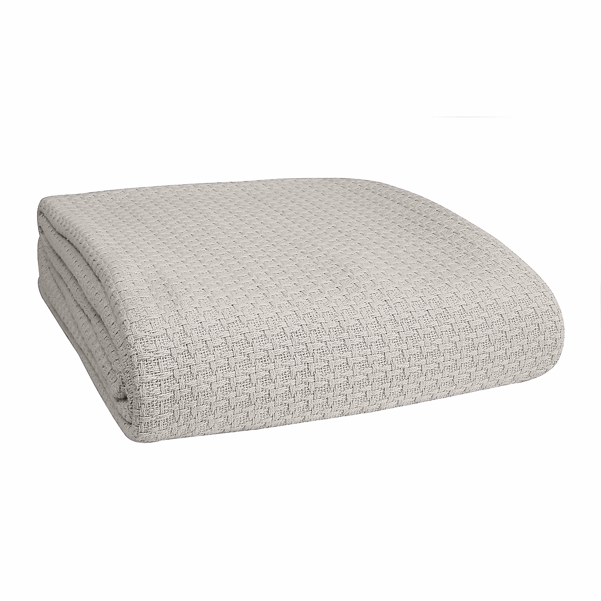 BELIZZI HOME 100% Cotton Bed Blanket, Breathable Bed Blanket Full Queen Size, Cotton Thermal Blankets Full Queen, Perfect for Layering Any Bed for All Season, Light Grey