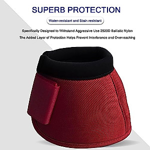 Gallopoff Equine Ballistic Overreach Bell Boots, No-Turn Bell Boots for Horses, Horse Hoof Protection Boots (Sold in Pairs) WineRed Large