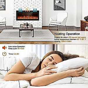31" Mirrored Electric Fireplace Wall Mounted and Recessed, Ultra-Thin Electric Fireplace Inserts, Fireplace Heater and Linear Fireplace with Timer/Remote Control/12 Adjustable Flame Color, 750w/1500w