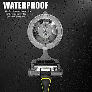 D Razor Holder for Shower Wall Waterproof Suction Cup Hooks, Shower Hooks for Bathrobe Loofah Towel, Shaver Hanger Removable, Heavy Duty Vacuum Hook for Bathroom Kitchen (2 PCS Double Hook)