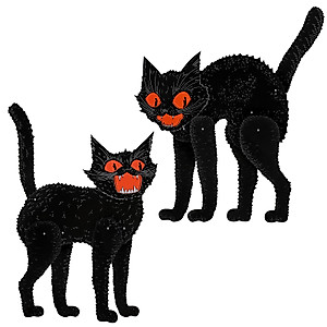 ReliThick 2 Pcs Vintage Halloween Decor Halloween Jointed Scratch Cats Vintage Black Cat Decor Kit Splicing Party Accessories Theme Decorations for Home Classroom Office Party Wall Door Office