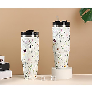 Beuty Floral 30 oz Tumbler with Lid And Straw,Stainless Steel Vacuum Insulated Travel Mug,Reusable Water Bottle Vacuum Travel Coffee Mug Cup,Gifts For Women Girls,Personalized Design Rose Gift Box
