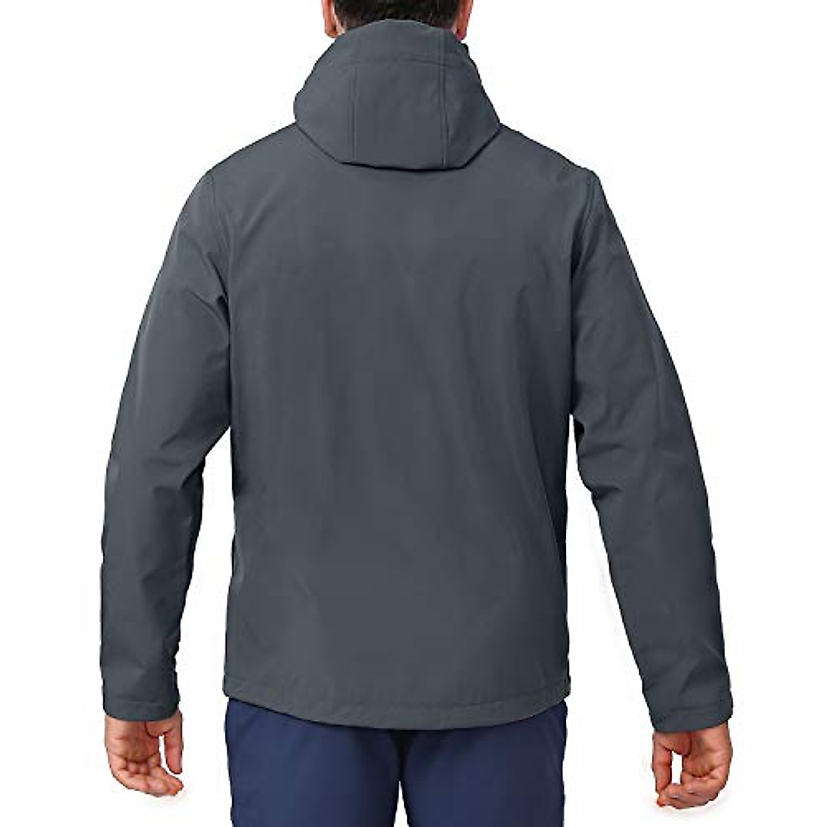 CAMEL CROWN Softshell Jacket Men Hooded Fleece Lined Outdoor Jackets Windproof Water Resistant for Hiking Casual Work Grey M