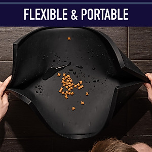 Leash Boss Dog Food Mat for Food and Water Bowls, Waterproof Silicone Pet Feeding Tray with Tall Raised Edges, Cat & Dog Placemat, Grey, 30 x 22 XXL