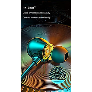 Ningchongfine HiFi Lossless Sound Jack Sports Ceramic Headphones, 360 Degree Surround Sound Wired Headphones, 8 Core Sound HiFi Lossless Sound Earphones, Zero Noise (Ceramic White)