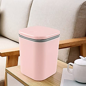 Xowine 0.5 Gallon Plastic Tiny Push-Button Trash Can, Desktop Mini Waste Can, Pink