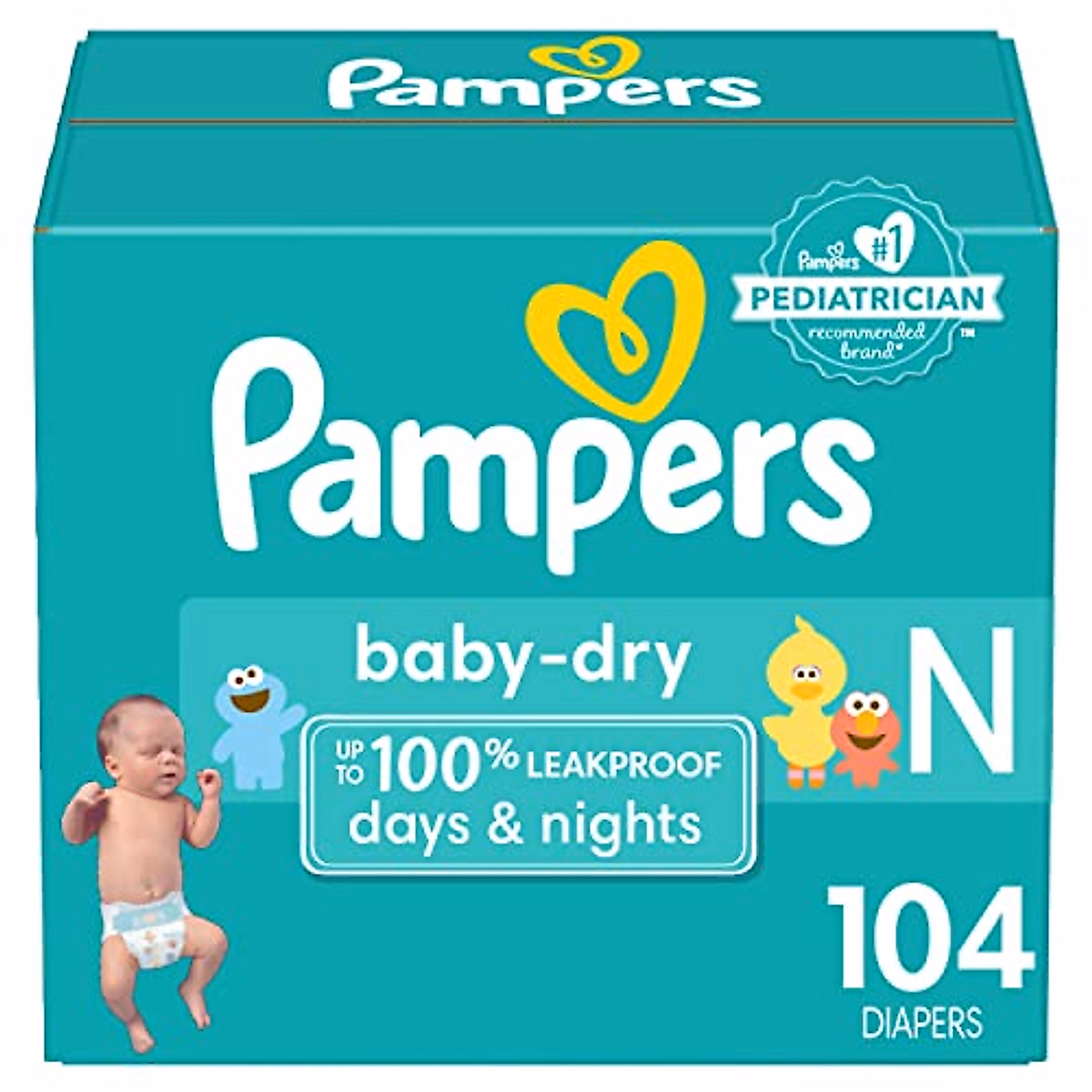 Pampers Baby Dry Diapers Size 0/Newborn 104 Count