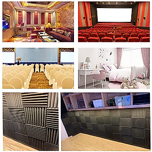 48 Pack Black Acoustic Foam Panels, 1" X 12" X 12" Acoustic Panels Soundproof Studio Foam for Walls Sound Absorbing Panels Sound Insulation Panels, Acoustic Foam Panels (48 PCS)