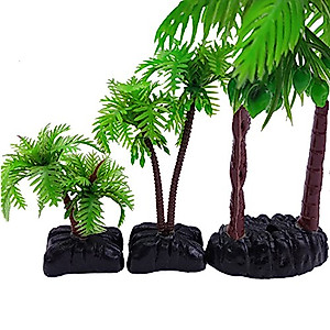 M2cbridge Plastic Coco Tree Aquarium Coconut Plants Palm Tree for Fish Tank Aquarium Decor （9pcs）