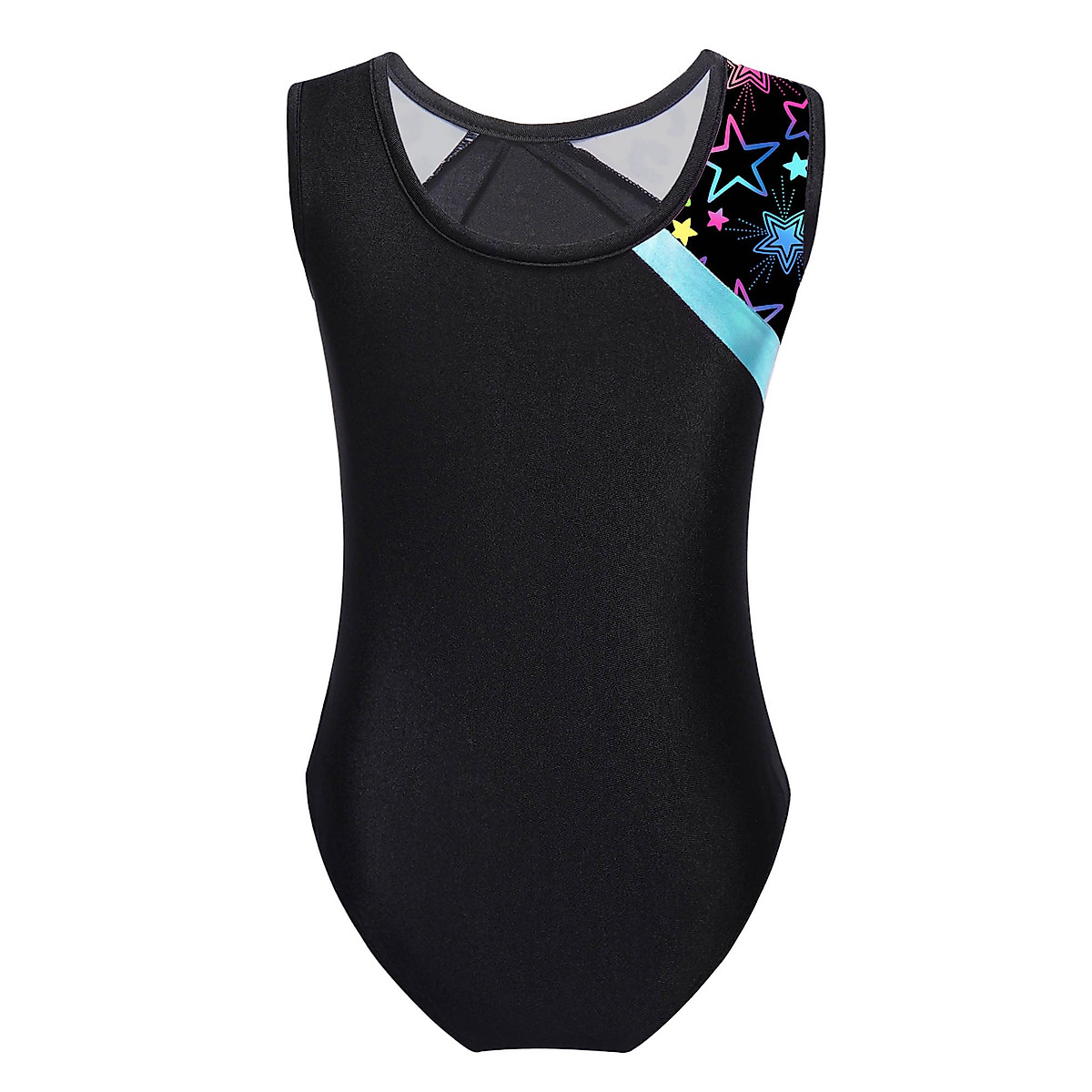 Yeahdor Gymnastics Leotards for Girls Shiny Metallic Ballet Dance Bodysuit Sleeveless Athletic Unitards Skating Dancewear Cyan 12 Years