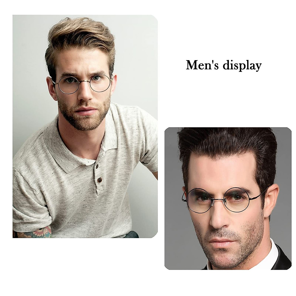 Bouryo Small Round Clear Lens Glasses for Men Women Non Prescription Circle Eyeglasses Metal Eyewear Frames