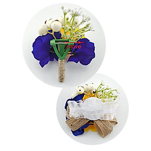 Ciandid Sunflower Wrist Corsage and Boutonniere Set for Wedding, 3PC Groom Boutonniere & 3PC Bride Wrist Corsage Wristlet Band Bracelet Artificial Flower for Wedding Ceremony Party Prom