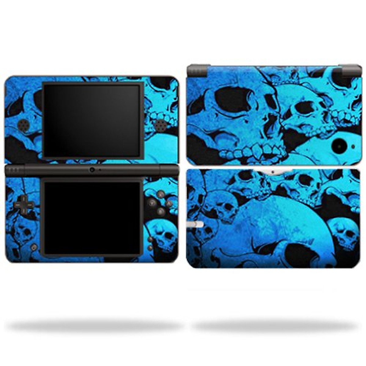 MightySkins Skin Compatible with Nintendo DSi XL wrap Sticker Skins Blue Skulls